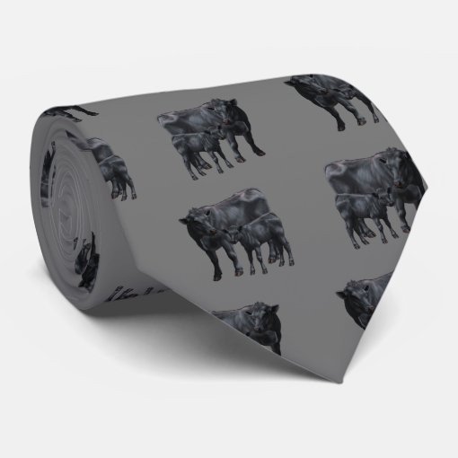 Black Angus Cow & Cute Calf Neck Tie | Zazzle
