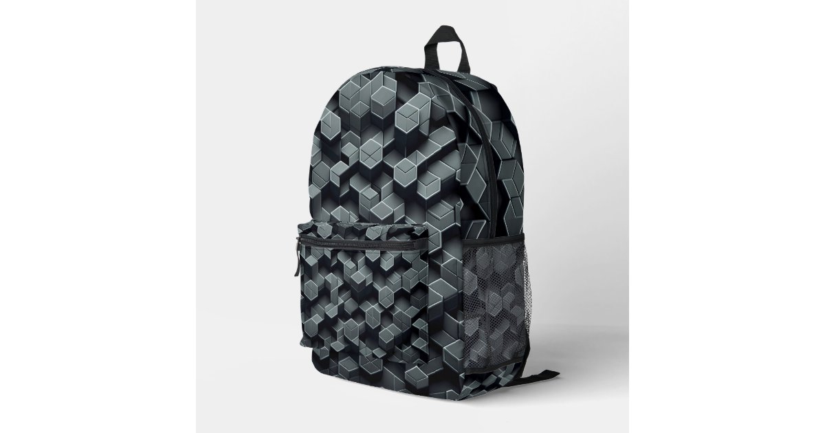 Black & Anthracite Grey Honeycomb Printed Backpack | Zazzle