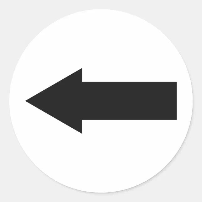 black arrow left icon classic round sticker | Zazzle