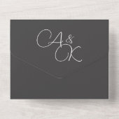 Black Ash White Monogram Script Minimalist QR Cod All In One Invitation ...