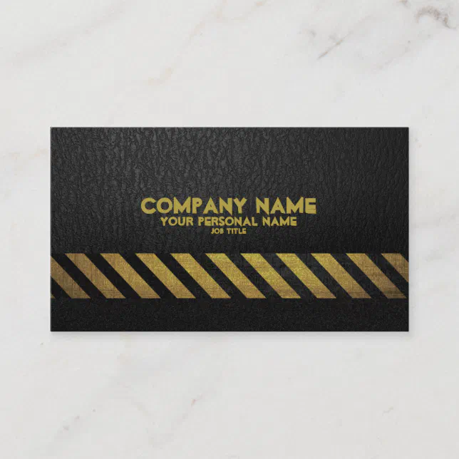 Black Asphalt Construction Build Hazard Stripe Business Card | Zazzle
