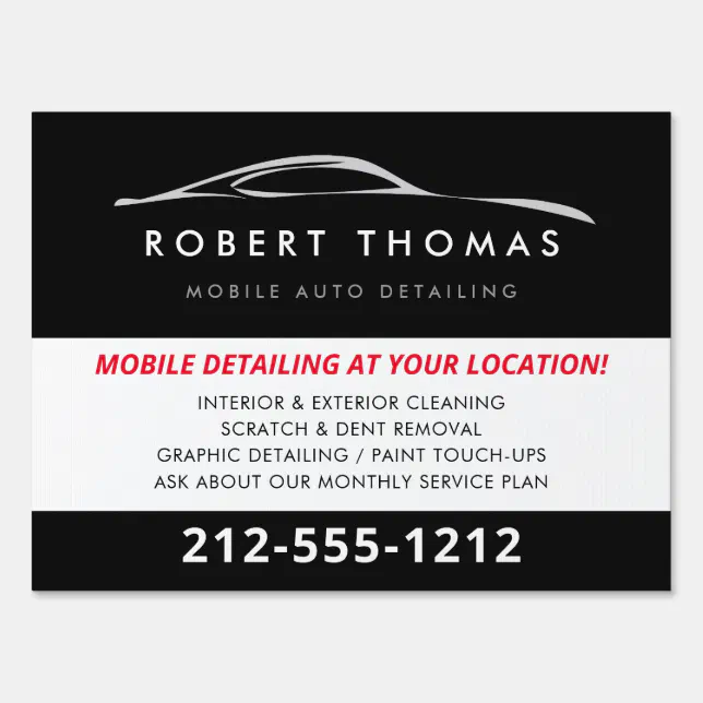 Black Auto Detailing, Auto Repair Sign | Zazzle