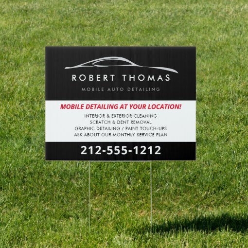 Black Auto Detailing, Auto Repair Sign | Zazzle