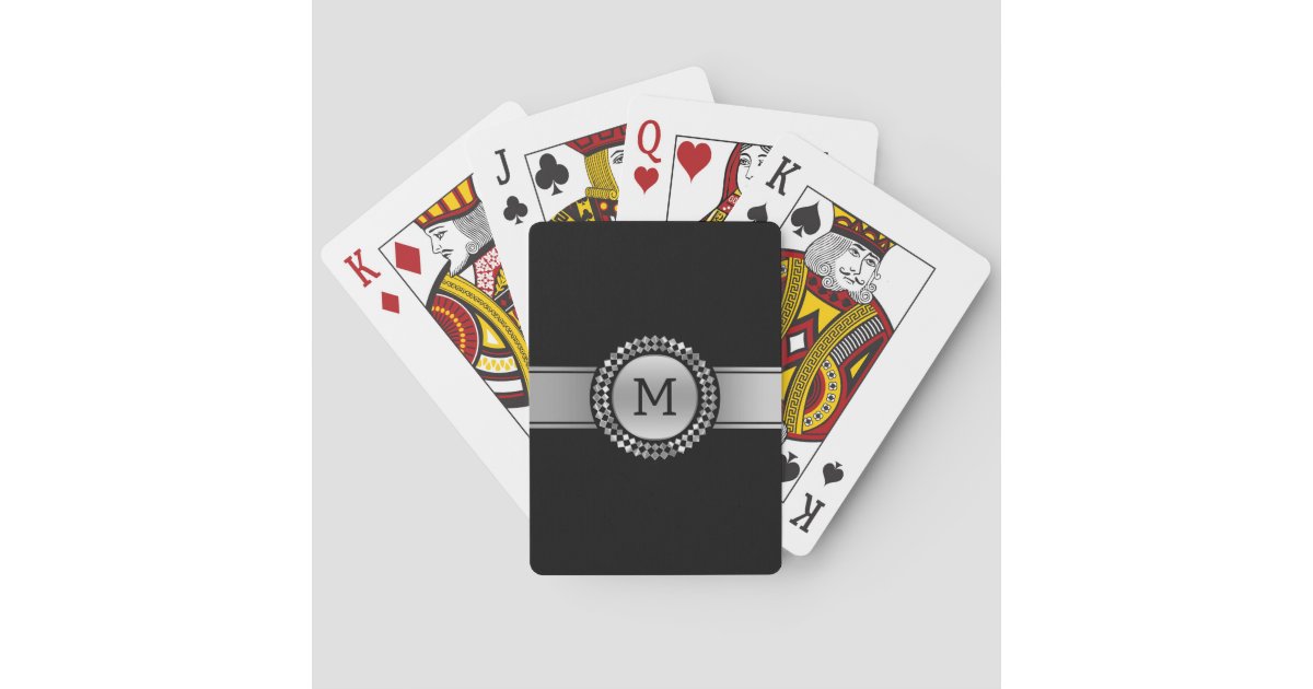 Black Background And Silver Circle Playing Cards | Zazzle