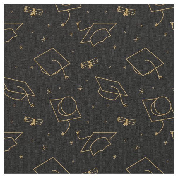 Blue Graduation Cap Toss Fabric | Zazzle