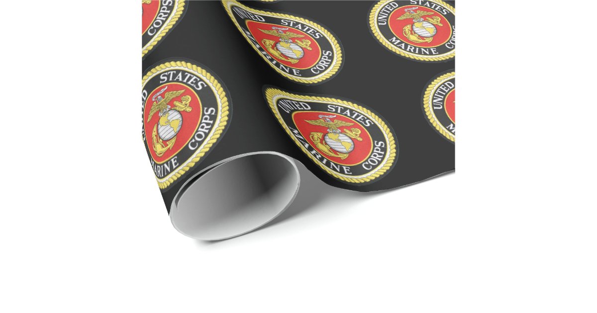 Black Background Official Seal - US Marine Corps Wrapping Paper | Zazzle