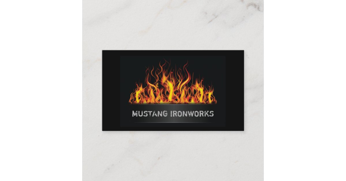 Black Background Orange Flames Fire Business Card | Zazzle