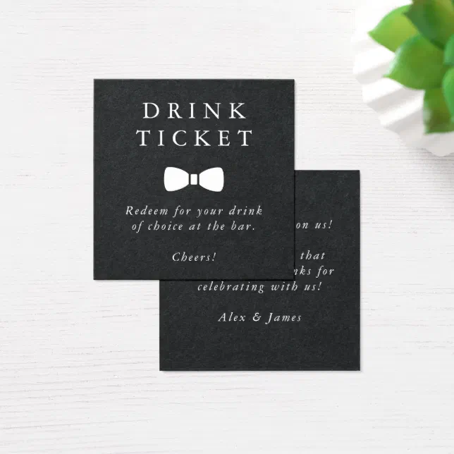 Black Bar Drink Ticket Wedding Beverage Token | Zazzle