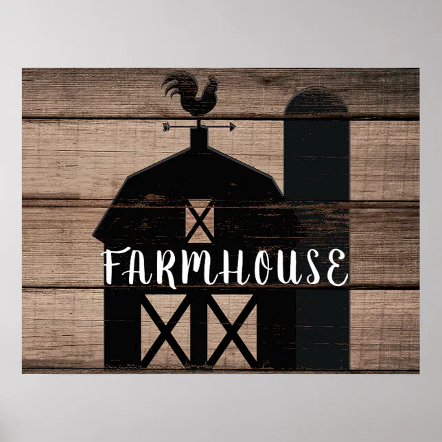 Black Barn Brown Wood Rustic Farmhouse Country Art Poster | Zazzle