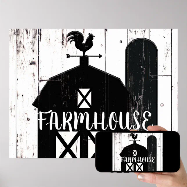 Black Barn White Wood Rustic Farmhouse Country Art Poster | Zazzle