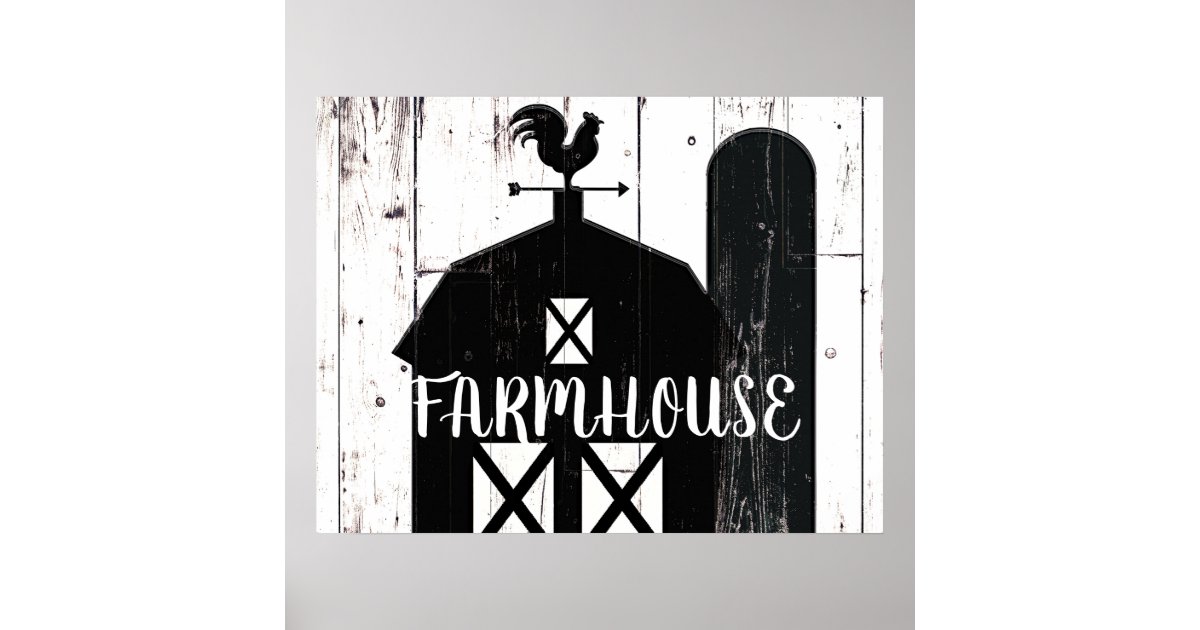 Black Barn White Wood Rustic Farmhouse Country Art Poster | Zazzle