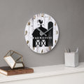 Black Barn White Wood Rustic Farmhouse Country Large Clock | Zazzle
