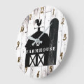 Black Barn White Wood Rustic Farmhouse Country Large Clock | Zazzle