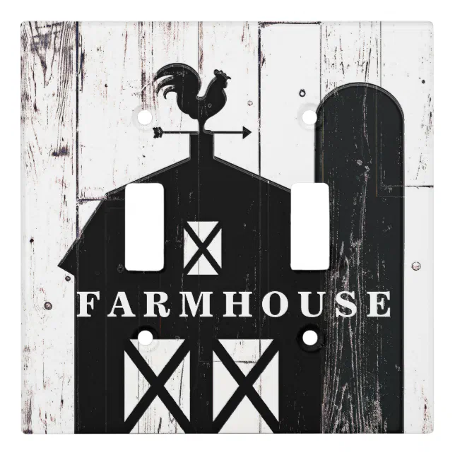 Black Barn White Wood Rustic Farmhouse Country Light Switch Cover | Zazzle