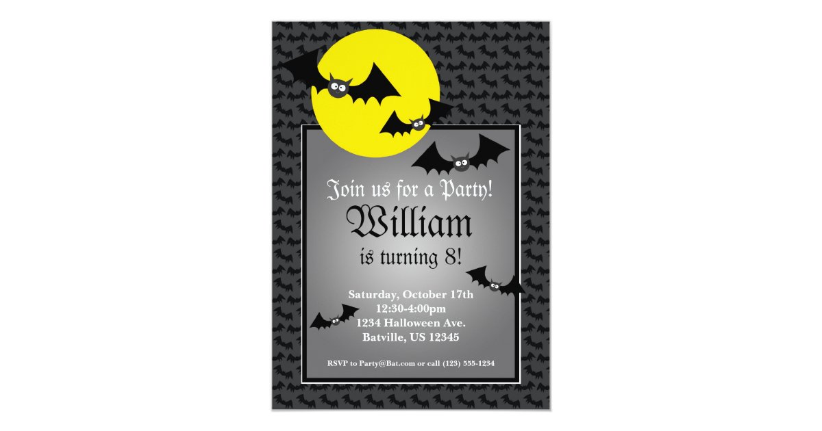 Black Bat Spooky Halloween Birthday Party Invite | Zazzle.com