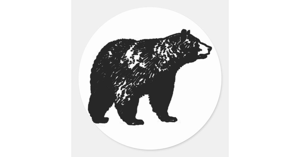 Black Bear Classic Round Sticker | Zazzle