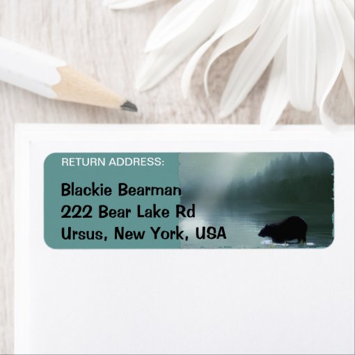 BLACK BEAR Wildlife Return Address Labels | Zazzle