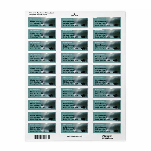 BLACK BEAR Wildlife Return Address Labels | Zazzle