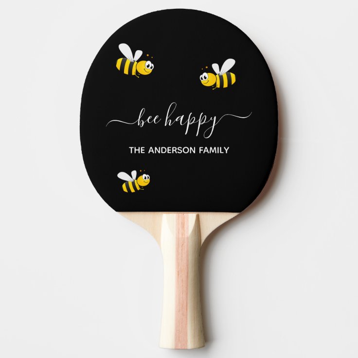 Black bee happy bumble bees summer fun family name ping pong paddle ...