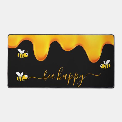 Black bee happy bumble bees sweet honey desk mat | Zazzle