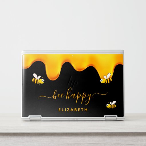 Black bee happy bumble bees sweet honey monogram HP laptop skin | Zazzle