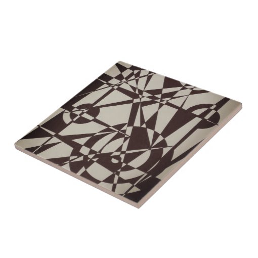Black & Beige/Cream Geometric Modern Abstract Art Ceramic Tile | Zazzle