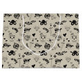 Black & Beige Hand Drawn Tattoo Pattern Large Gift Bag | Zazzle