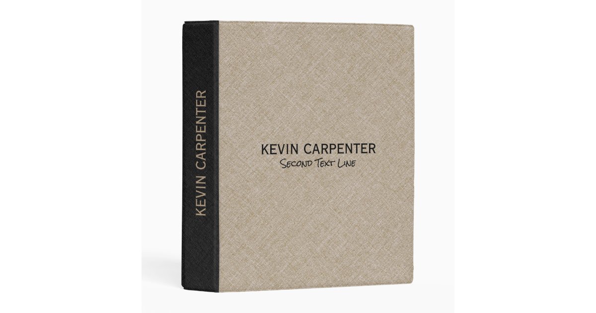 Black & Beige Linen Texture Print Mini Binder | Zazzle