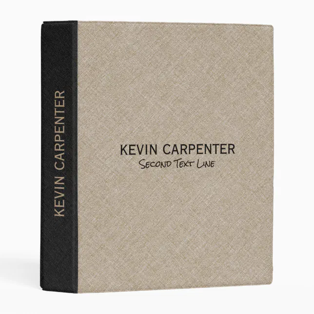 Black & Beige Linen Texture Print Mini Binder | Zazzle