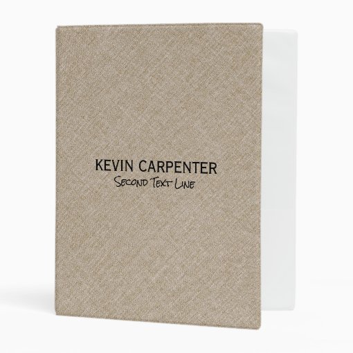 Black & Beige Linen Texture Print Mini Binder | Zazzle