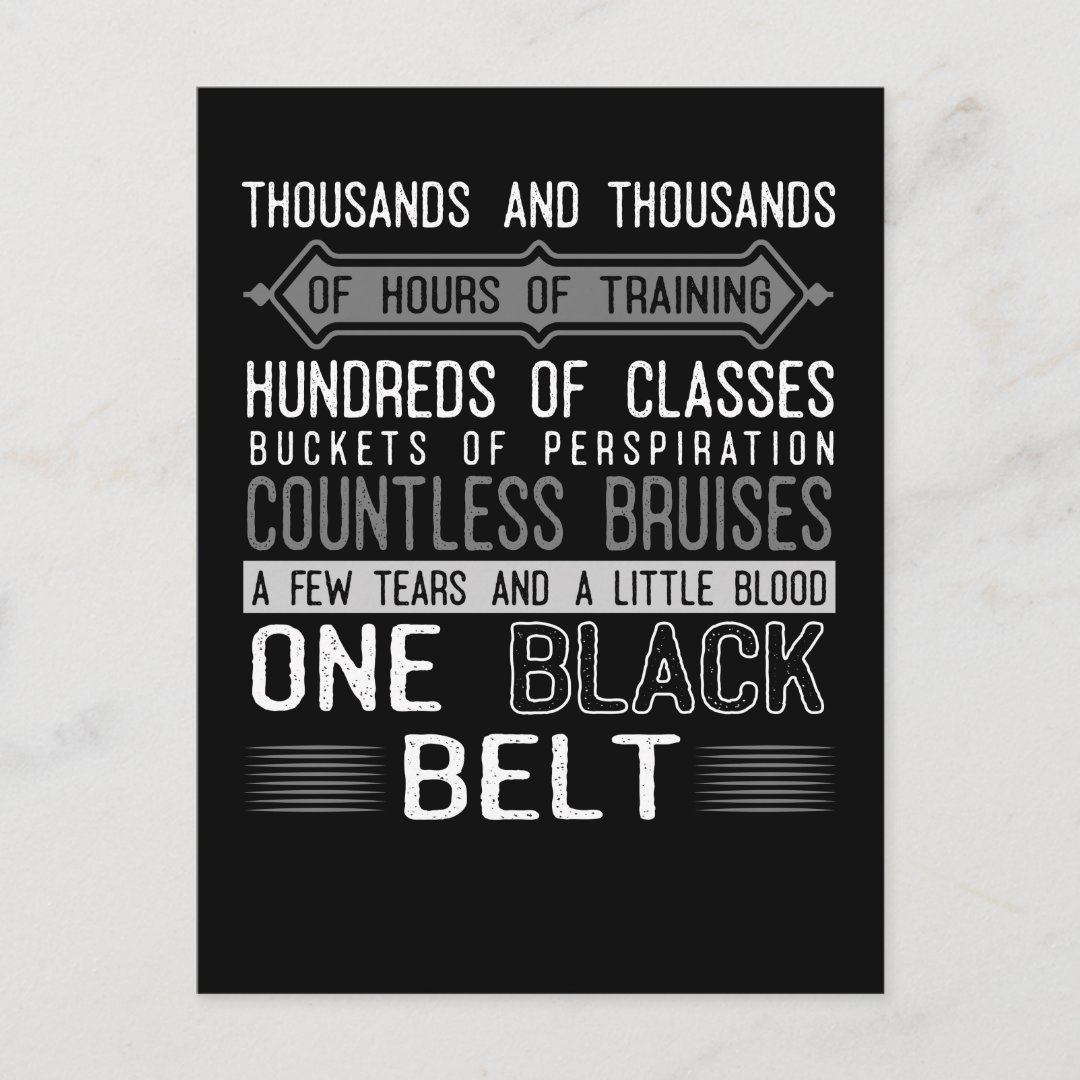 Black Belt Karate Taekwondo Jiu Jitsu Motivation Postcard | Zazzle