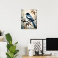 Black Billed Magpie Bird Art Print Poster | Zazzle