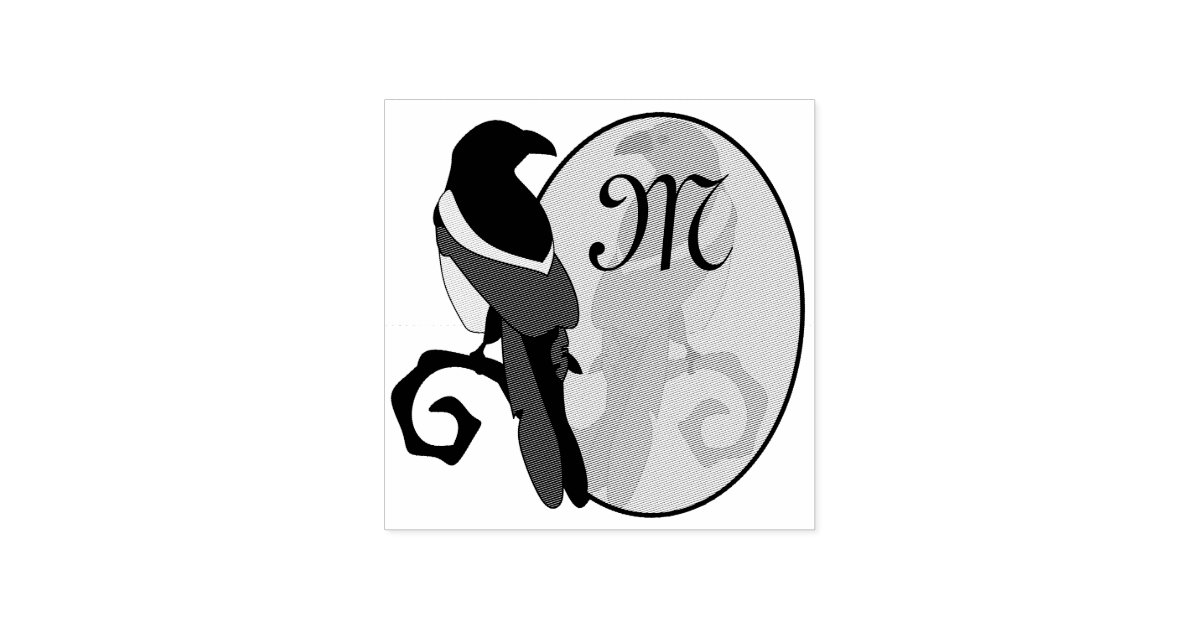 Black Billed Magpie Monogram Rubber Stamp | Zazzle