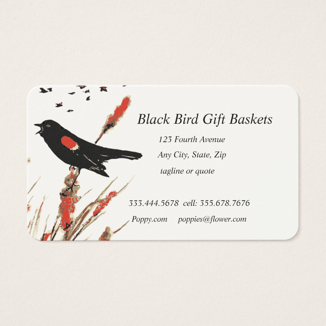 Black Bird Gift Baskets Custom Business Card | Zazzle