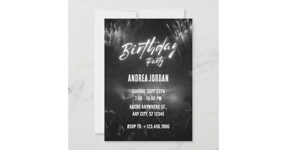 Black Birthday Party Invitation | Zazzle