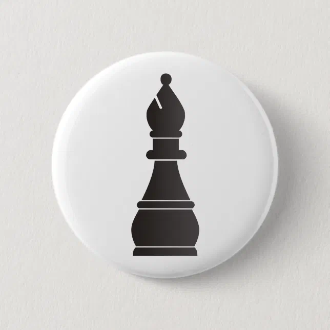 Black bishop chess piece button | Zazzle