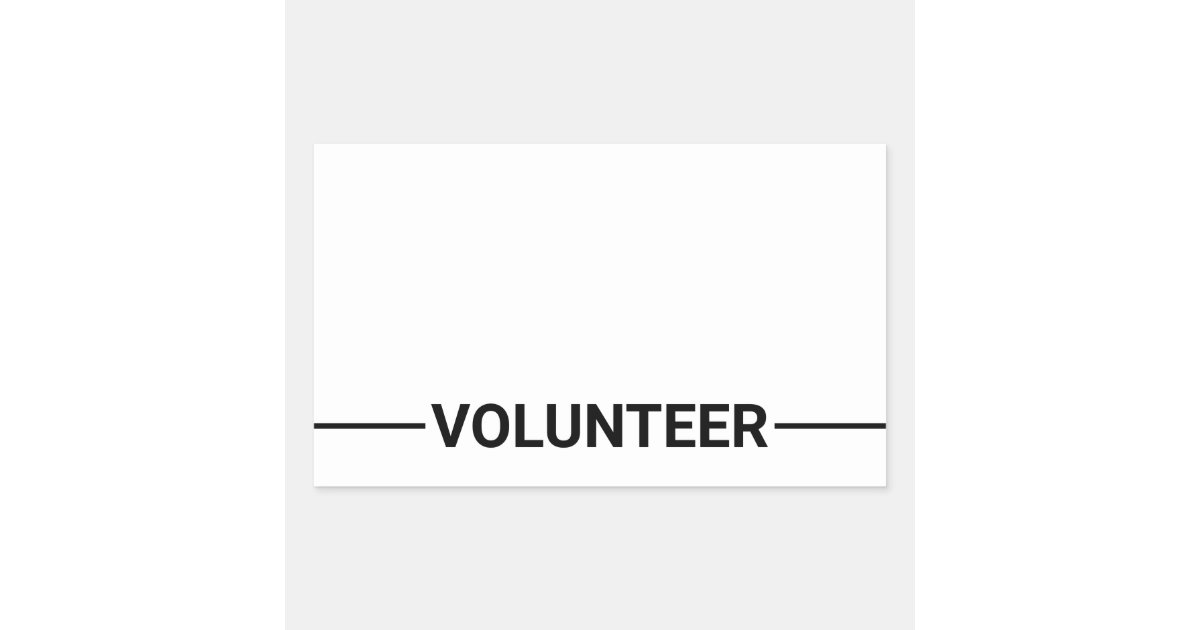 Black Blank Volunteer Rectangular Sticker | Zazzle