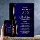 Black Blue 75th Birthday Party Invitation | Zazzle