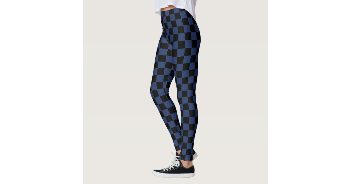 Black & Blue Checker Leggings | Zazzle