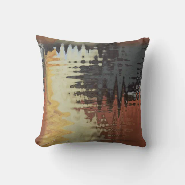 black blue cream yellow and rust mixture throw pillow | Zazzle