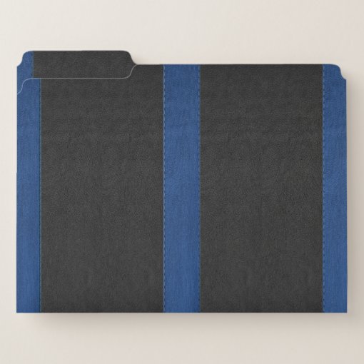Black & Blue Faux Leather Stitched Effect File Folder | Zazzle