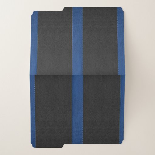 Black & Blue Faux Leather Stitched Effect File Folder | Zazzle