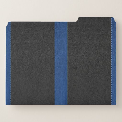 Black & Blue Faux Leather Stitched Effect File Folder | Zazzle