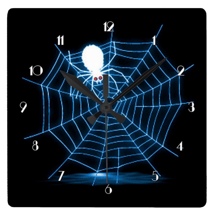 Black & Blue Halloween Spider Web Wall Clock | Zazzle.com