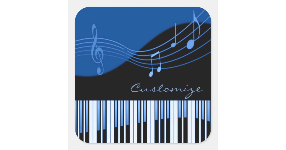 Black & Blue Musical Melody Square Sticker | Zazzle