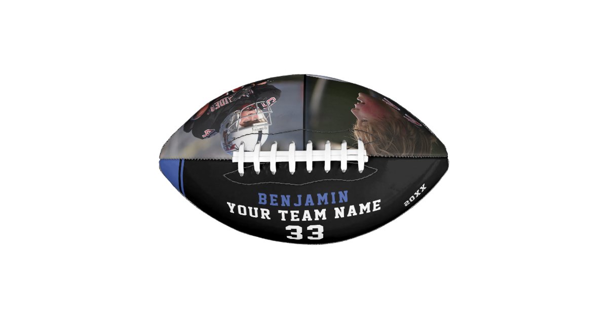 Black Blue Player Name Number Team 2 Photo Football | Zazzle
