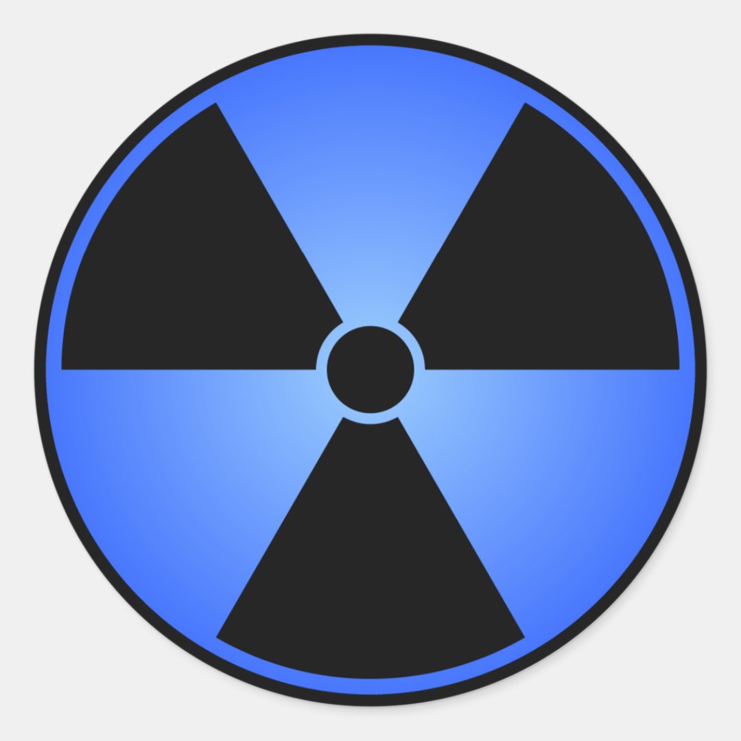 Black & Blue Radiation Symbol Sticker | Zazzle
