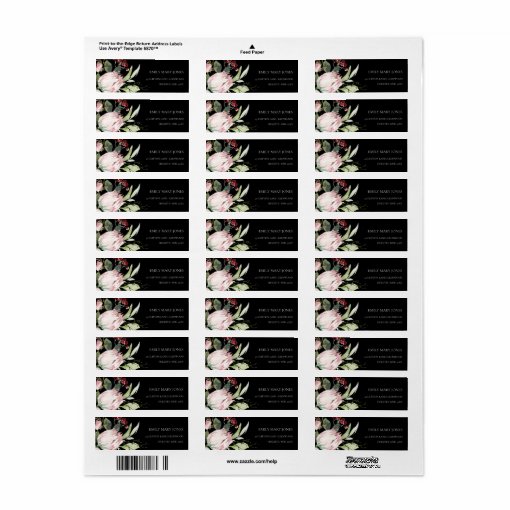 BLACK BLUSH PINK BURGUNDY PROTEA FLORAL ADDRESS LABEL | Zazzle