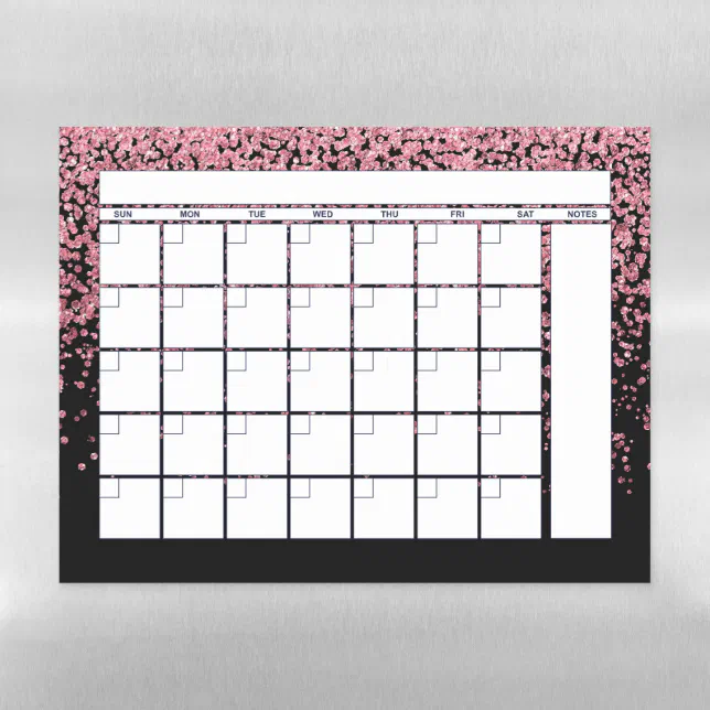 Black Blush Pink Glitter Monthly Planner Calendar Magnetic Dry Erase ...