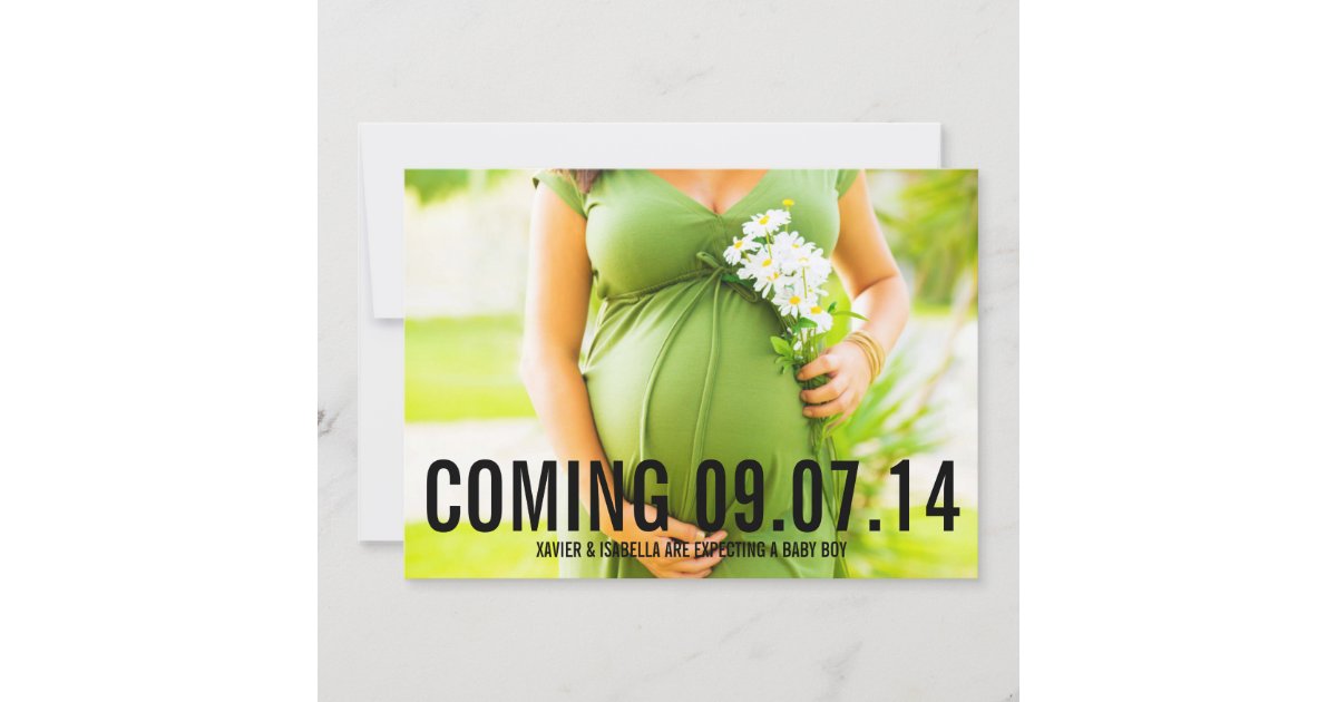 Black Bold | Custom Text Pregnancy Announcement | Zazzle